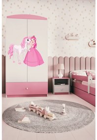 Dětská skříň Babydreams 90 cm princezna a poník růžová