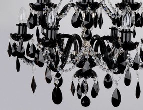 12 Arms Silver crystal chandelier with Black almonds &amp; Clear crystal chains