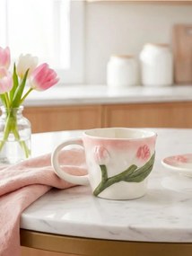 Sinsay - Hrnek s reliéfním motivem tulipánů - levandulová