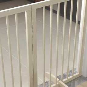 PawHut Bezpečnostní bariéra pro psy - modulární skládací pet plot 4 panely s podpěrnými nohami - 206 x 35,5 x 76 cm z přírodního dřeva