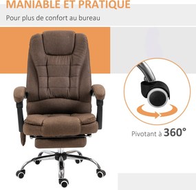 Vinsetto Masážní a Hřejivá Kancelářská Židle Ergonomická Kancelářská Židle S Nastavitelnou Výškou Sklopné Zádové Opěrky S Odkládacím Podnožím + Integ…