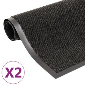 Protiprachové obdélníkové rohožky 2 ks všívané 60 x 90 cm černé 3051606