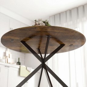 HOMCOM kulatý jídelní stůl pro 4, Ø120 cm, průmyslový styl, rustikální hnědá