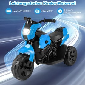 Costway 6 V Dětský motocykl 3-kolový elektrický motocykl s LED