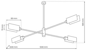 Stropní svítidlo Astra, 4x černé kovové stínítko, b