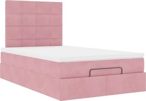 Osmanský rám postele s matracemi růžová 120x200cm samet 3314317