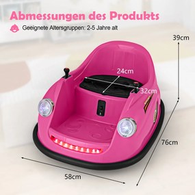 Costway Dětské elektrické autíčko 12 V s ovladačem, LED a hudbou, růžové