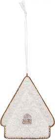 Závěsná dekorace zasněžená perníková chaloupka Frosted Ginger - 9*1*10 cm