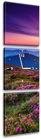 Gario Obraz s hodinami Horská louka - 3 dílný Rozměry: 80 x 40 cm