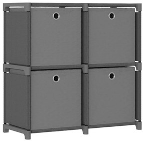 Výstavní police 4 přihrádky s boxy šedá 69x30x72,5 cm textil 322601