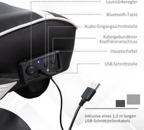 Herní židle Vinsetto s houpací funkcí, výškově nastavitelná kancelářská židle, ergonomická počítačová židle s reproduktorem, bederní a krční opěrkou …