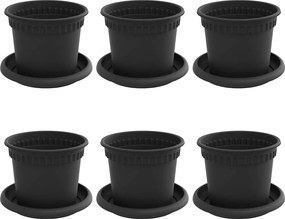 Květináče 6 ks Černá Plast 3403258