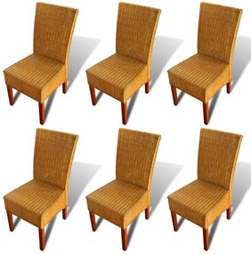 Jídelní židle 6 ks hnědé přírodní ratan - Default Title