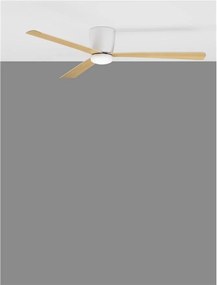 NV 9952335 Stropní ventilátor DELL tělo z hliníku dřevo a matná bílá 3ABS dřevěné listy - NOVA LUCE