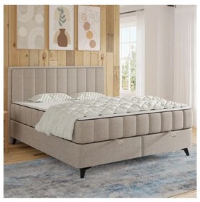Čalouněná postel s matracemi a topp. s úlož. prostorem ALICIA 140x200 cm béžová 04KTCLU746P140S1CM4