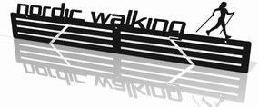 Kovový nástěnný věšák na medaile Nordic walking délka 40cm černý