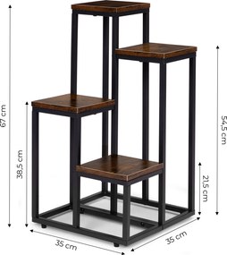 Stojan na květiny EVELIN II 67x35 cm hnědý/černý