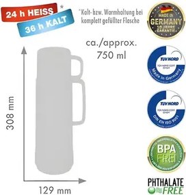 Rotpunkt Termoska skleněná bílá / Termoska / sklo / 0,75 l