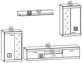 Obývací stěna Jake, s osvětlením