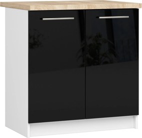Kuchyňská skříňka Olivia S80 2D bílá/černý lesk