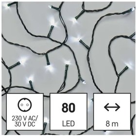Vánoční osvětlení EMOS D4AC02 ZY0802T 80LED řetěz 8m studená bílá s časovačem
