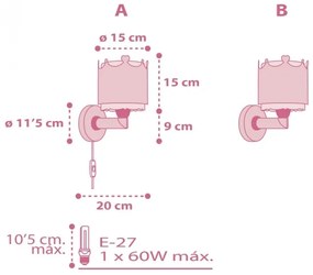 Dalber 61109 - Dětské nástěnné svítidlo LITTLE QUEEN 1xE27/60W/230V