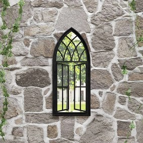 Zahradní zrcadlo černé 70 x 30 cm železo pro použití venku 318364