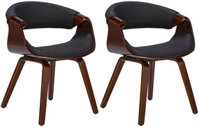 Židle Foley (SET 2 ks) ~ látka, dřevěné nohy ořech - Černá