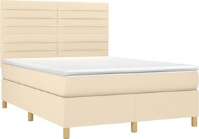 Box spring postel s matrací a LED krémová 140x190 cm textil 3135514