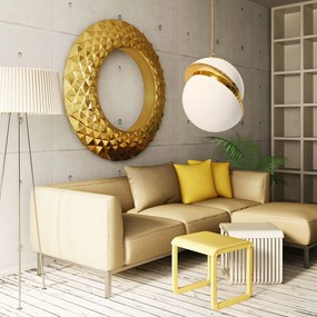 Toolight Toolight, závěsná stropní lampa akrylová koule 1xE27 APP481-1CP, bílá-zlatá, OSW-00598