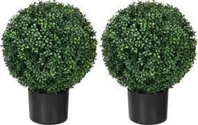 HOMCOM Umělé rostliny sada 2 umělých rostlin odolných proti UV záření v květináči 52 cm zimostráz pro zahradní dekorace obývacích pokojů | Aosom.de