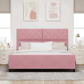 Postel s boxspringem s čelo Růžová 180 x 200 cm samet 3345028