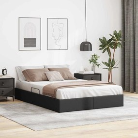 Postel s úložným prostorem Černá 137 x 190 cm Umělá kůže 3369972