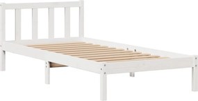 Postel s knihovnou bez matrace bílá 90x190 cm masivní borovice 3321730