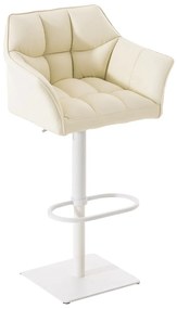 Barová židle Damas W1~ koženka, bílý rám - Krémová
