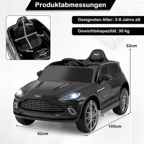 Costway Elektrické dětské auto Licencované elektrické vozidlo Aston Martin
