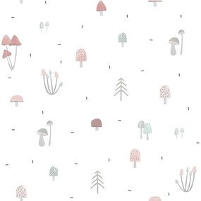 Papírová dětská tapeta na zeď, motiv houbiček a lesa 3352-3, Oh lala, ICH Wallcoverings