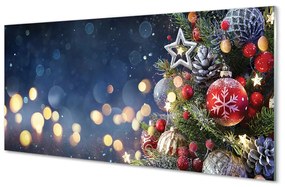 akrylový obraz Vánoční strom dekorace sníh 125x50 cm