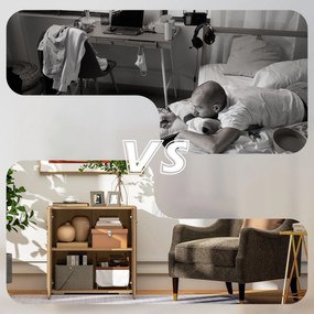 HOMCOM Skříňka do obývacího pokoje s 2 dvířky, úložná skříň s 2 policemi na knihy, oblečení a hračky, moderní styl 70x39x70 cm, přírodní dřevo