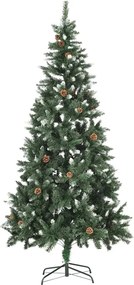 Umělý vánoční stromek se šiškami a bílými třpytkami 210 cm 284319