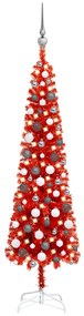 Úzký vánoční stromek s LED a sadou koulí červený 150 cm,  3078122 HangarStore.cz