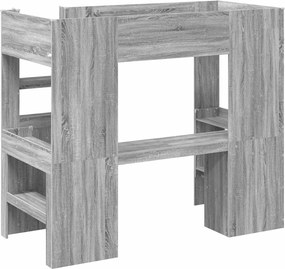 Rám patrové postele se stolem s policí Šedá Sonoma 90 x 190 cm 3410440