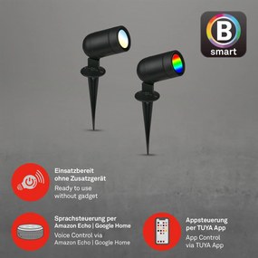 BRILO 3674-015 LED zahradní bodové svítidlo, 12 cm, 4,4 W, 380 lm, černá - BRILO