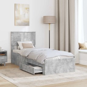 Rám postele se zásuvkou Betonově šedá a stříbrná 70 x 190 cm 3410961