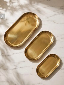 Sinsay - Sada zlatých servírovacích táců 3 pack - zlatá