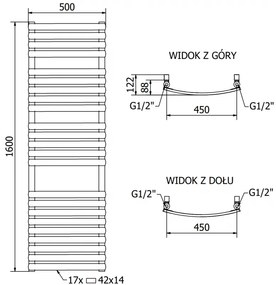 Mexen Bachus, elektrické topné těleso 1600 x 500 mm, 900 W, zlatá lesklá, W109-1600-500-2900-50