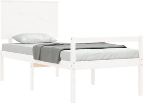 Postel s čelem pro seniory bílý Single masivní dřevo 3195447