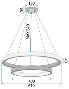 Toolight Toolight, LED stropní svítidlo 60cm, 55W, 3500lm + dálkové ovládání, APP1772-CP, zlatá matná, OSW-06351