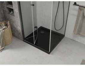 Mexen Lima, sprchový kout 90 (dveře) x 90 (stěna) cm, 6mm čiré sklo, černý profil + SLIM černá sprchová vanička 5cm s černým sifonem, 856-090-090-70-00-4070B