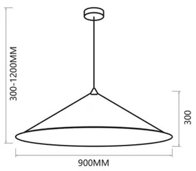 Lustr na lanku FUJI 1xE27/60W/230V pr. 90 cm černá/zlatá